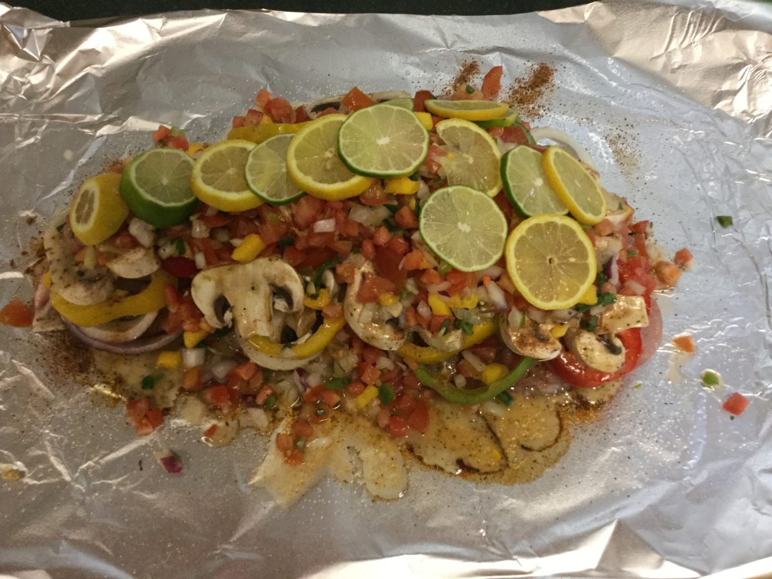 Grilled Red Snapper with Veggies and Lump Crabmeat Saute in Foil ...